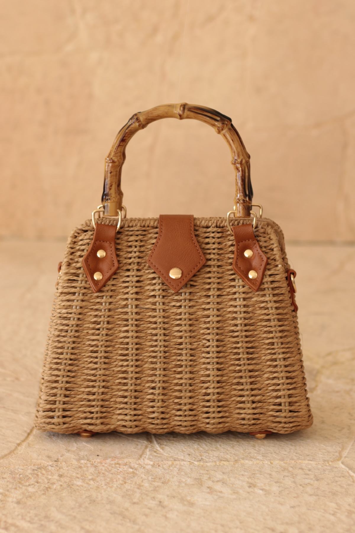 Viva Hasır Çanta Camel El Çantası EMNORA