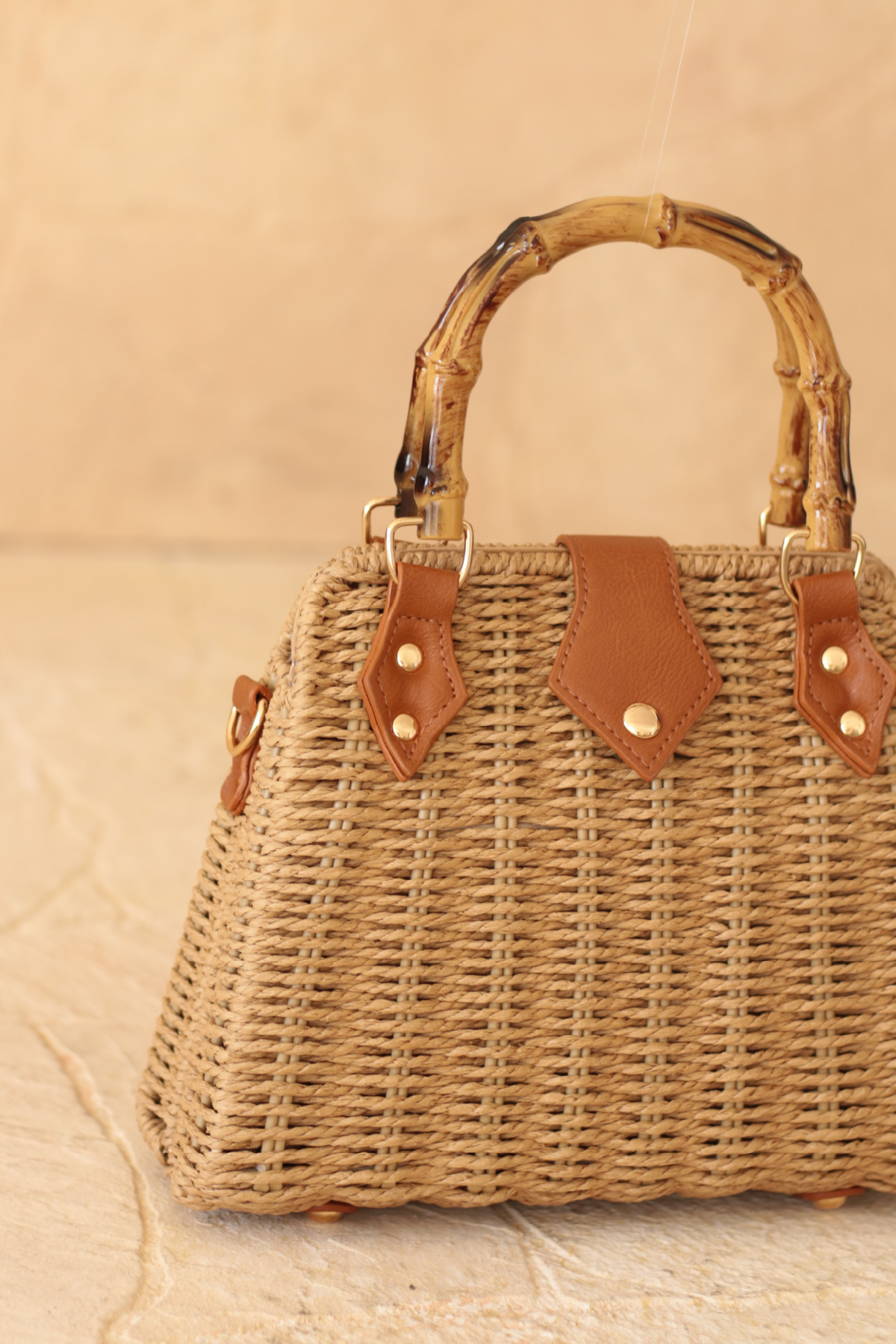 Viva Hasır Çanta Camel El Çantası EMNORA