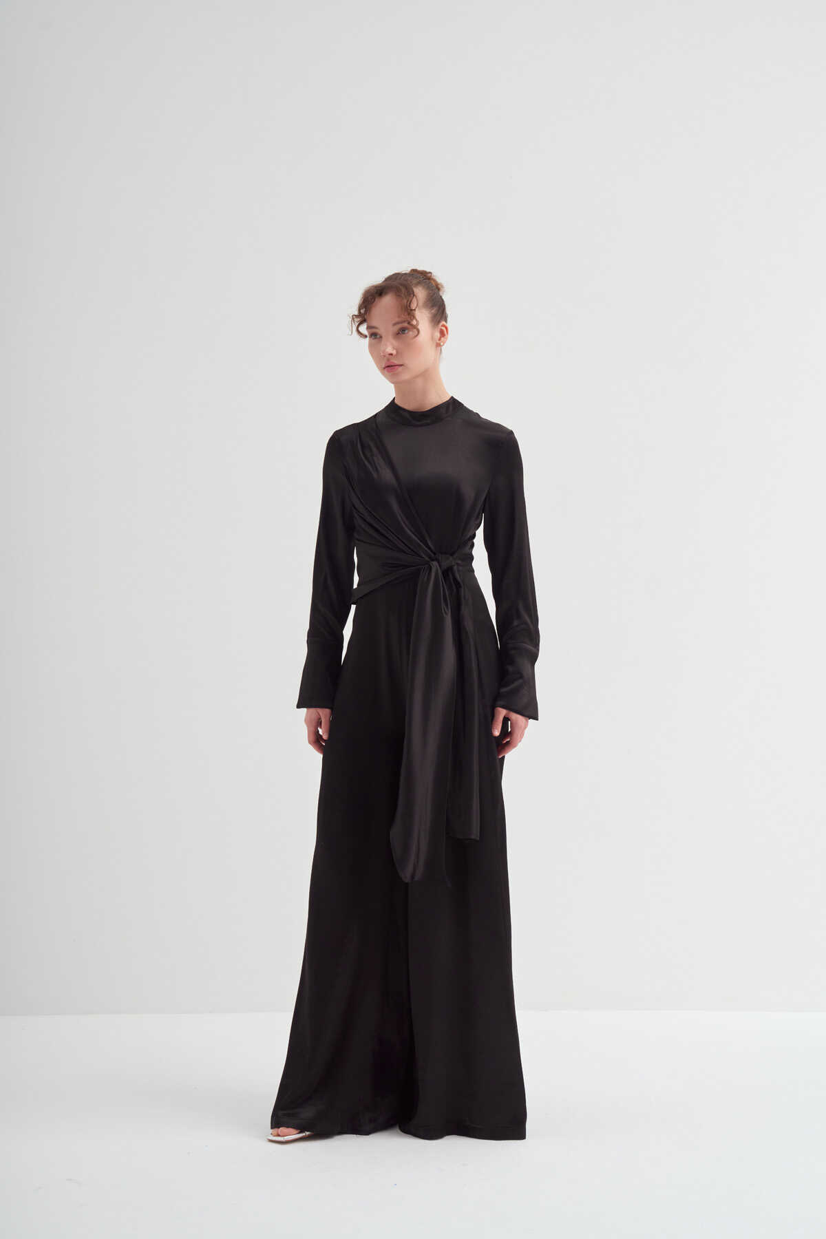 Yandan Düğümlü Premium Tulum Siyah Tulum EMNORA